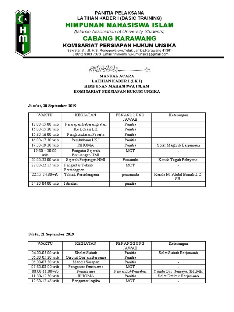 Rundown LK 1 Hmi Komi Hukum | PDF