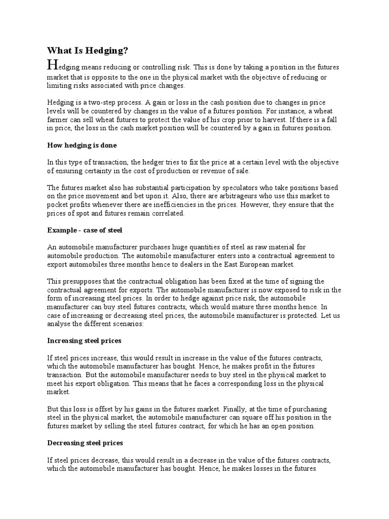 What Is Hedging | PDF | Hedge (Finance) | Futures Contract