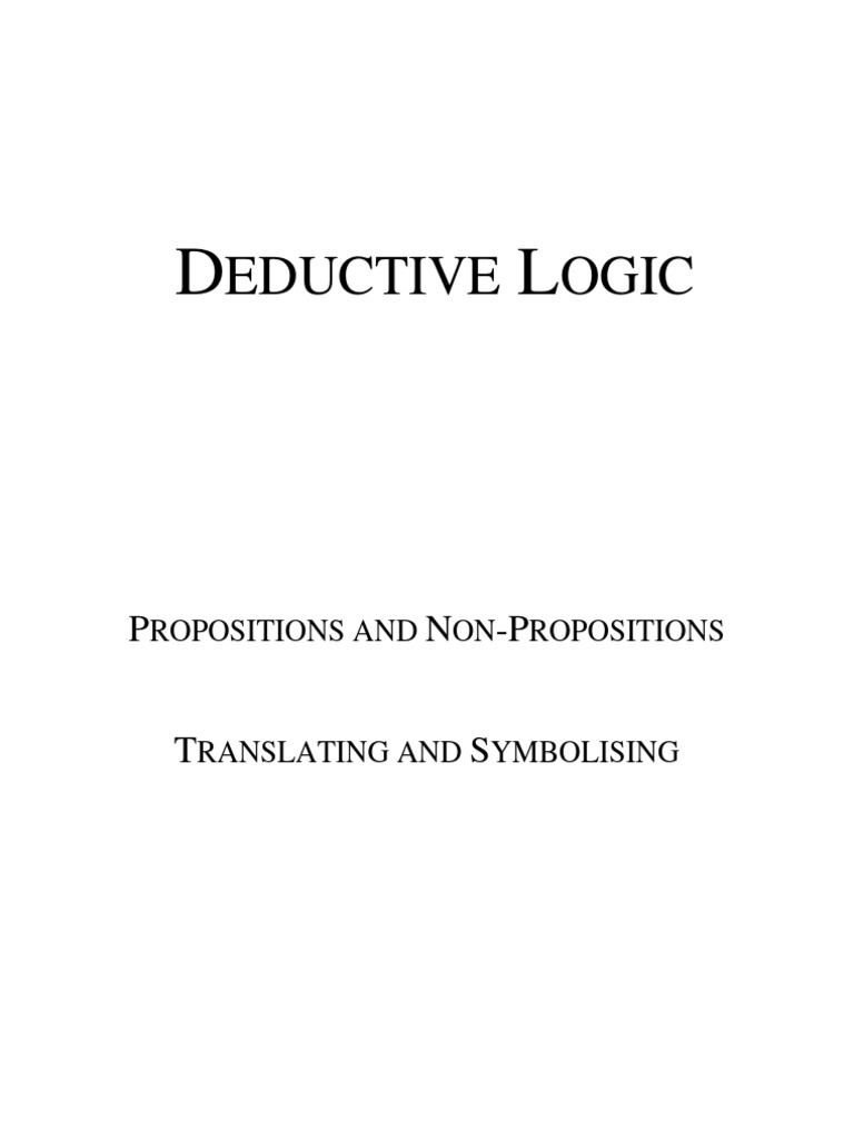 Logic Translating and Symbolising Workbook | PDF | Logic | Logical ...