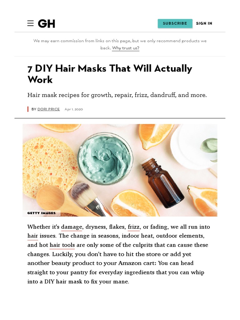 7 DIY Hair Masks - Recipes For At-Home Hair Masks | PDF | Teaspoon | Nature