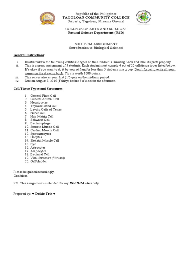 BioScience Assignment - Drawing (Midterm) | PDF