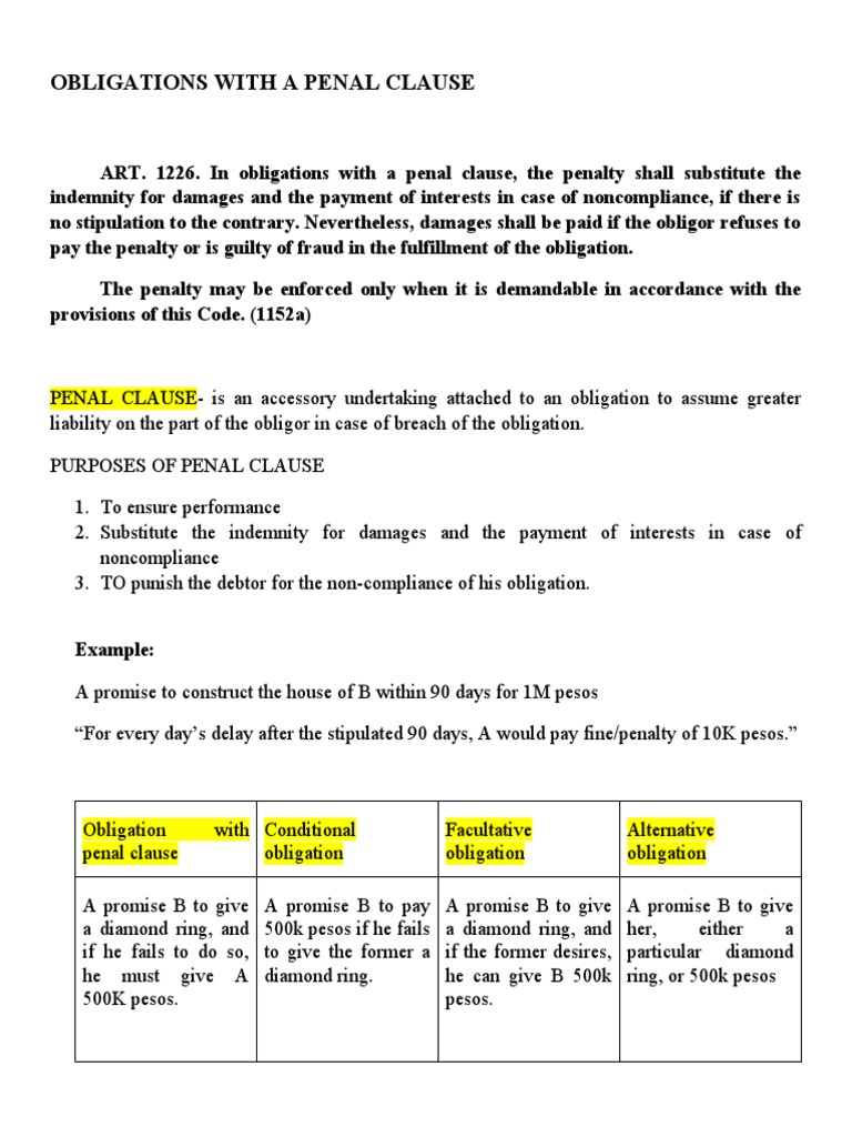 Obligations With A Penal Clause | PDF | Damages | Surety