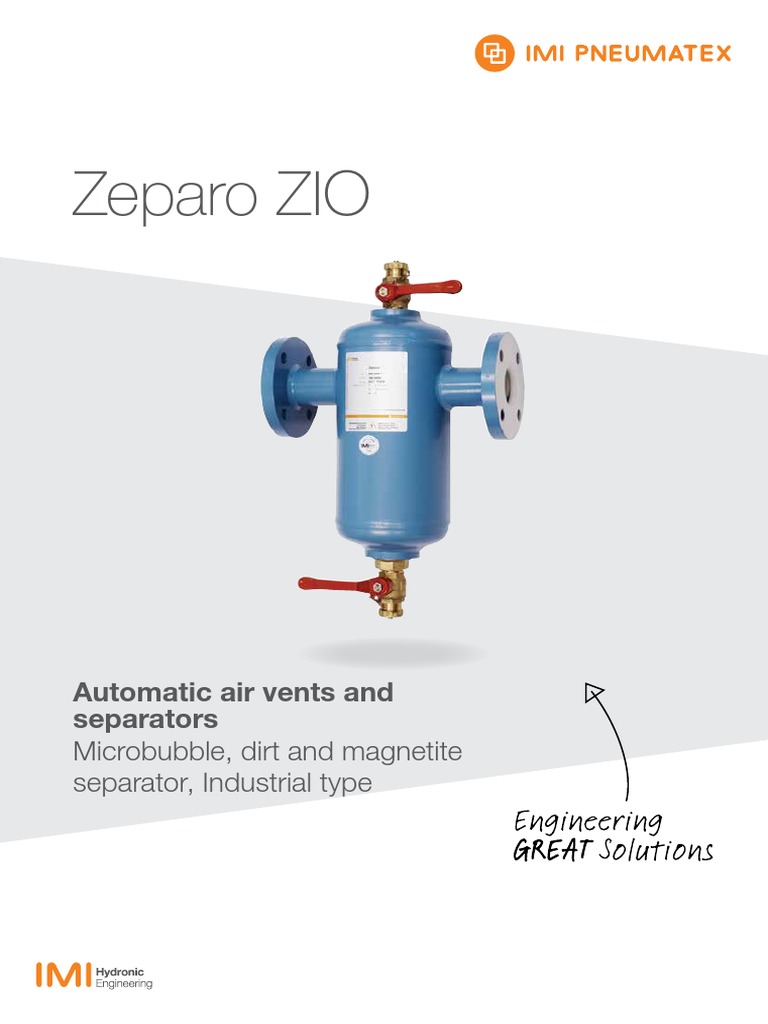 Zeparo ZIO: Automatic Air Vents and Separators | PDF | Water Supply Network | Mechanical Engineering