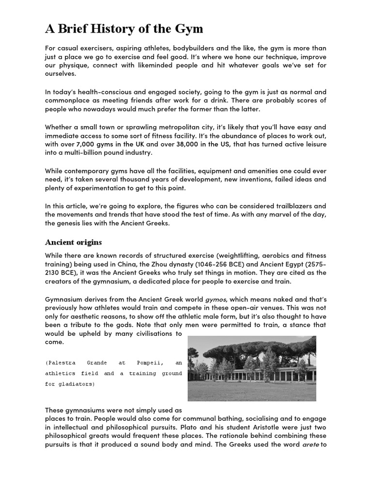 A Brief History of The Gym | PDF | Sports | Wellness