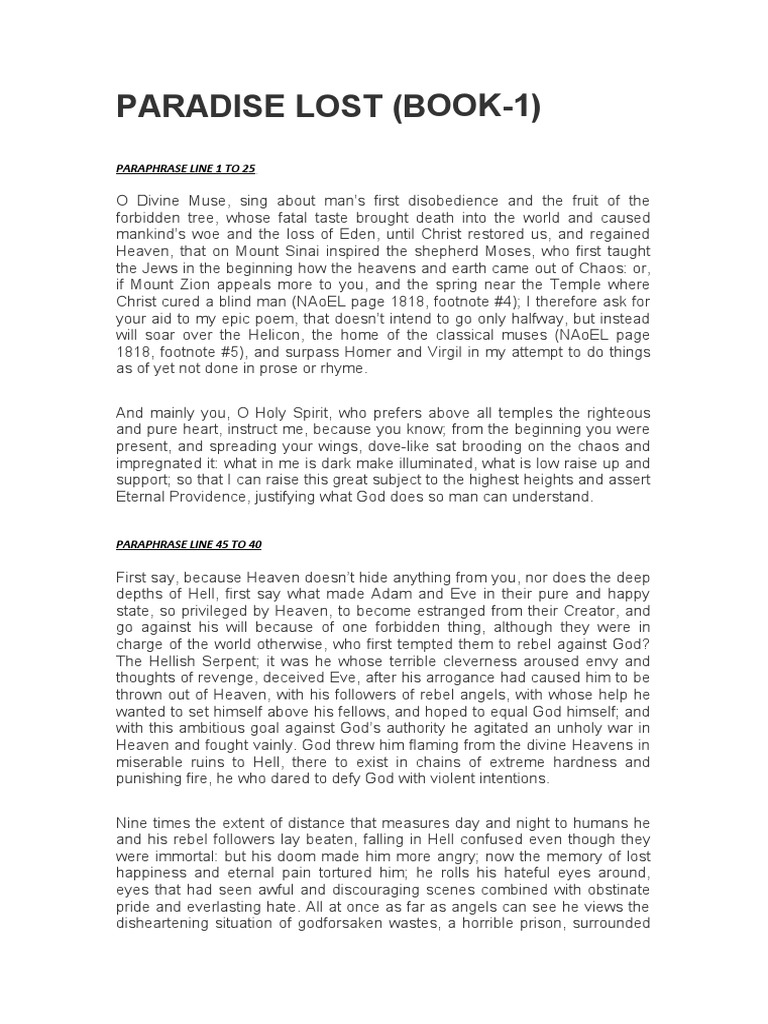 Original Text of PARADISE LOST | PDF | Paradise Lost | Satan