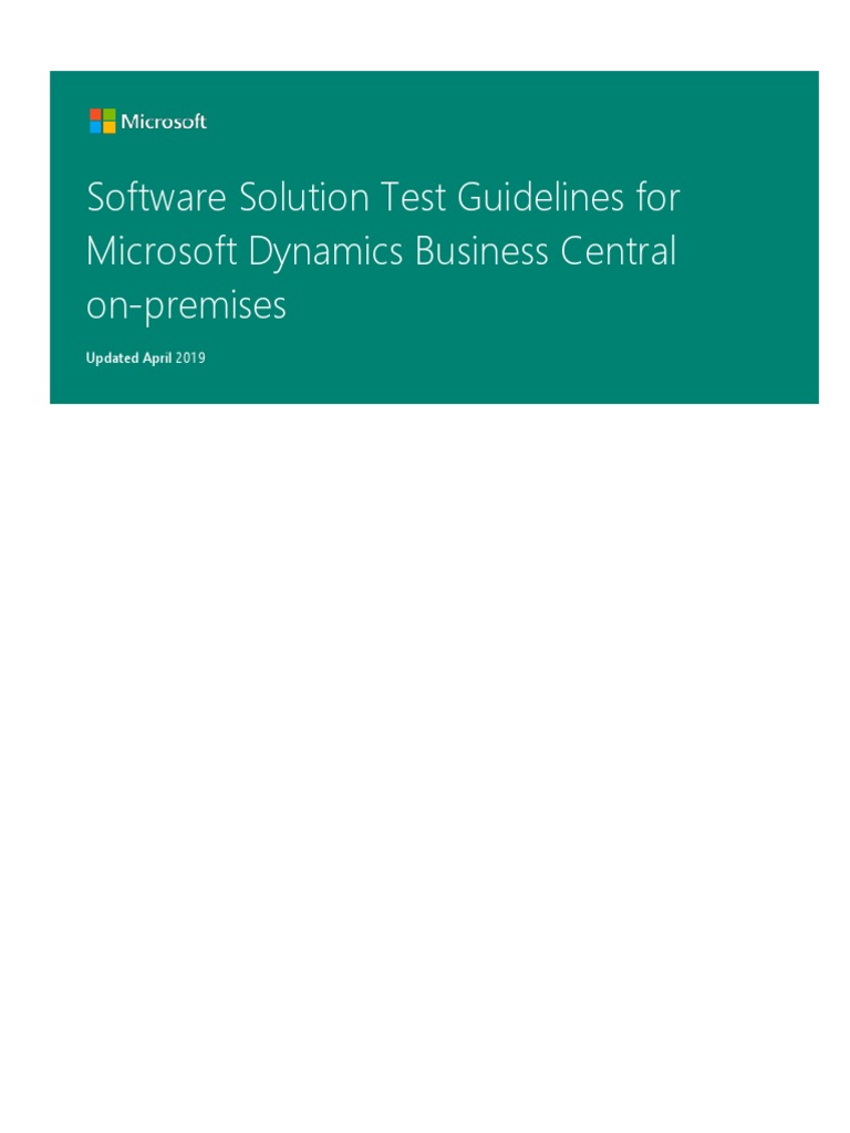 Software Solution Test Guidelines For Microsoft Dynamics Business ...