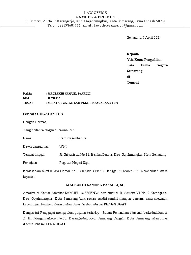 Surat Gugatan Ptun | PDF