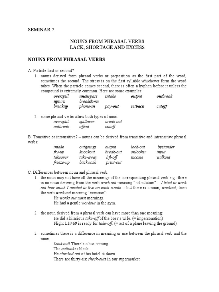 Nouns From Phrasal Verbs Lack Shortage and Excess On Intellectual ...