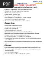 Hand and Portable Power Tools Pre Use Inspection Checklist | PDF