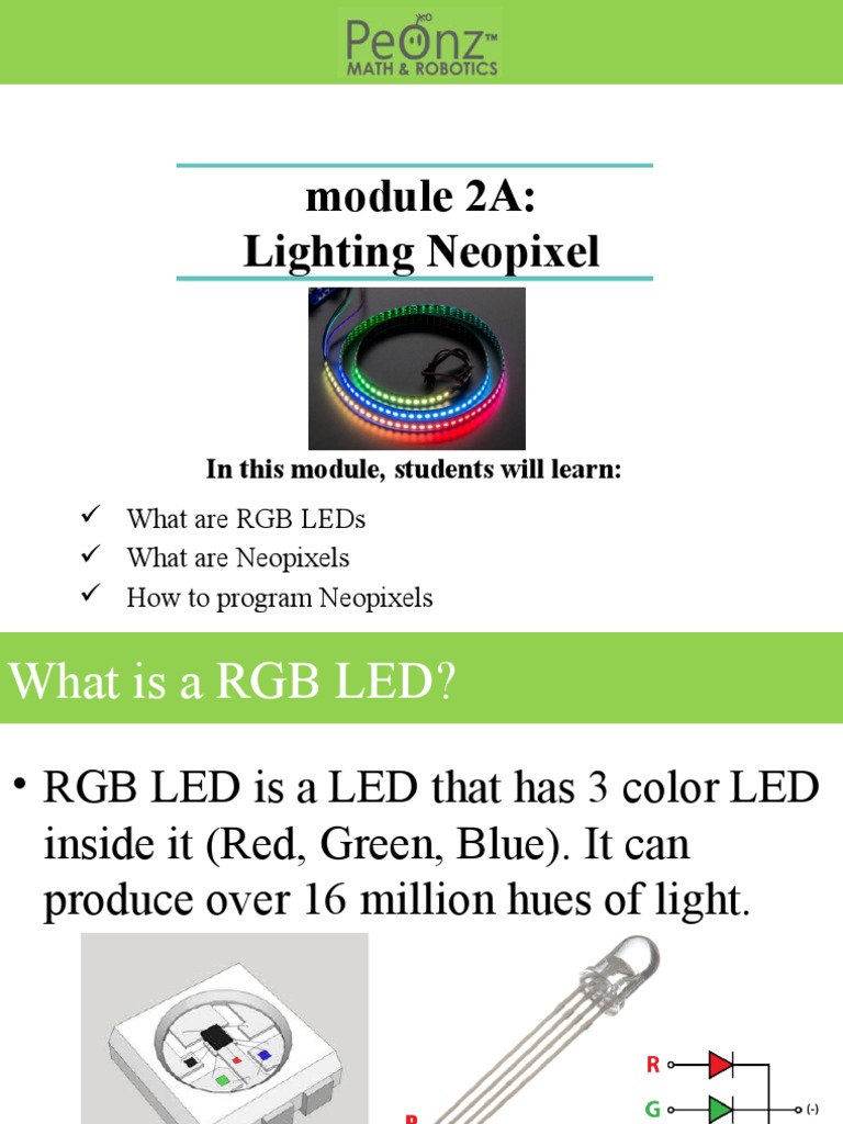 Module 2A (Lighting Neopixel) | PDF | Rgb Color Model | Light Emitting Diode