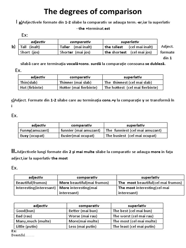The Degrees of Comparison: Adjectiv Comparativ Superlativ | PDF ...