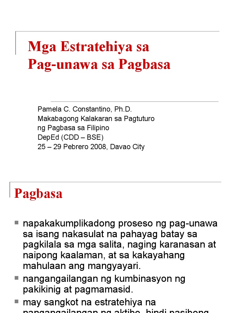 Mga Estratehiya Sa Pag-Unawa Sa Pagbasa | PDF Mga Estratehiya Sa Pag-Unawa Sa Pagbasa | PDF