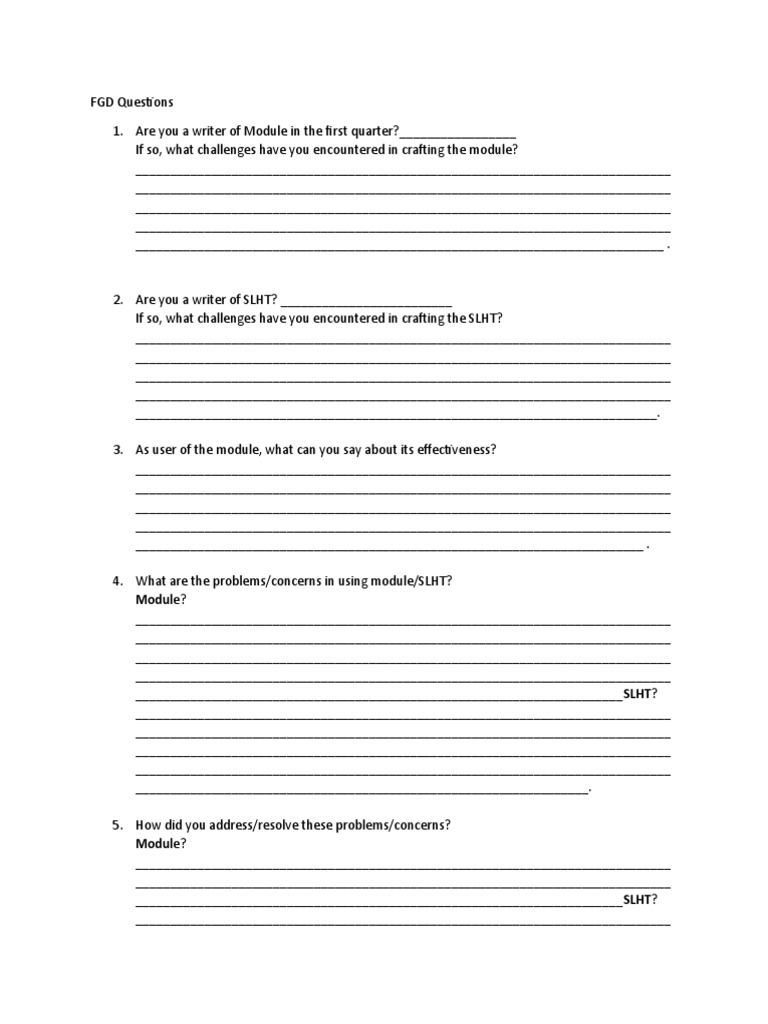 FGD Questions | PDF | Applied Psychology | Learning