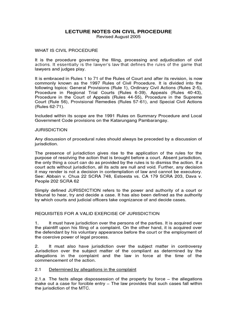 Rev 2 - Civ Pro | PDF | Lawsuit | Legal Procedure