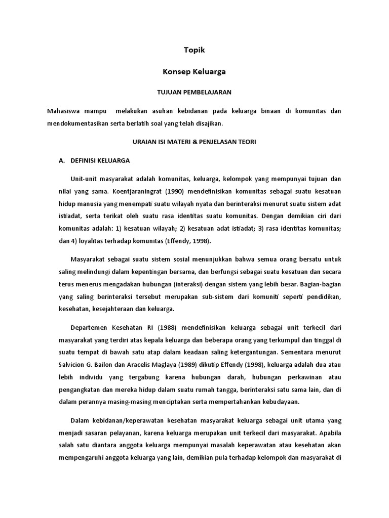 Definisi Keluarga Menurut Depkes RI 1988 | PDF