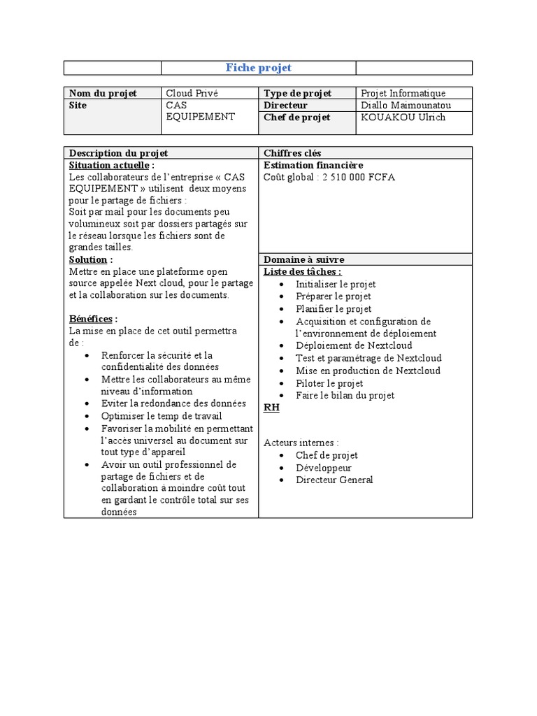 Fiche Projet | PDF | Art | Technologie et ingénierie