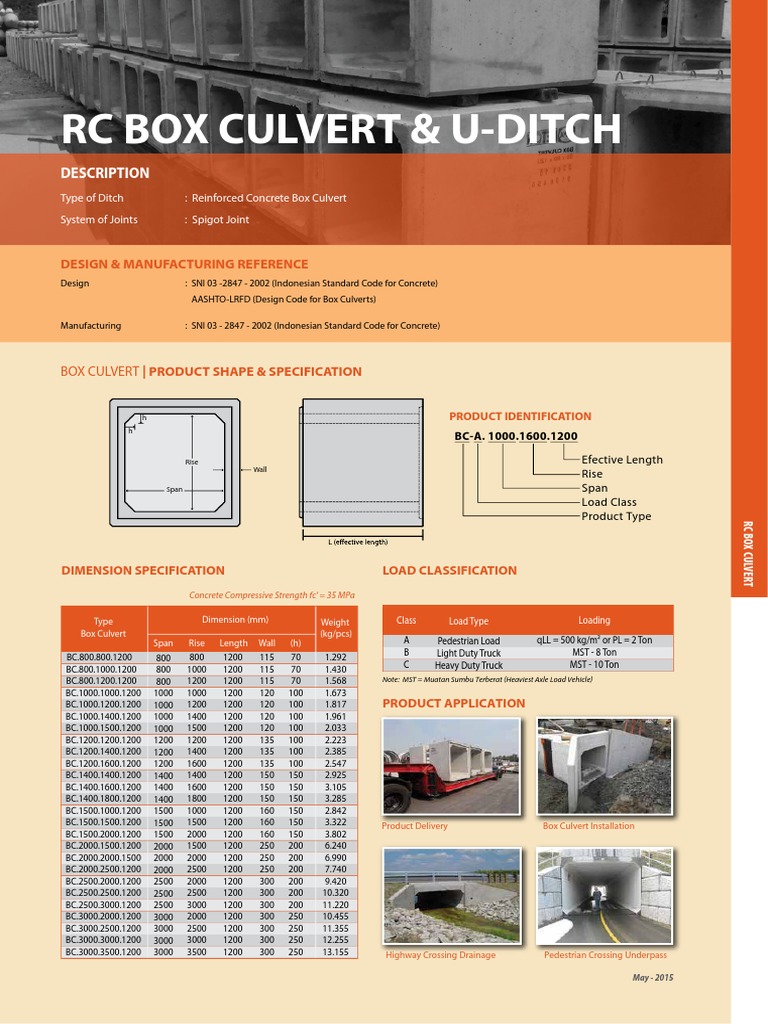 RC Box Culvert & U-Ditch: Description | PDF | Truck | Structural ...