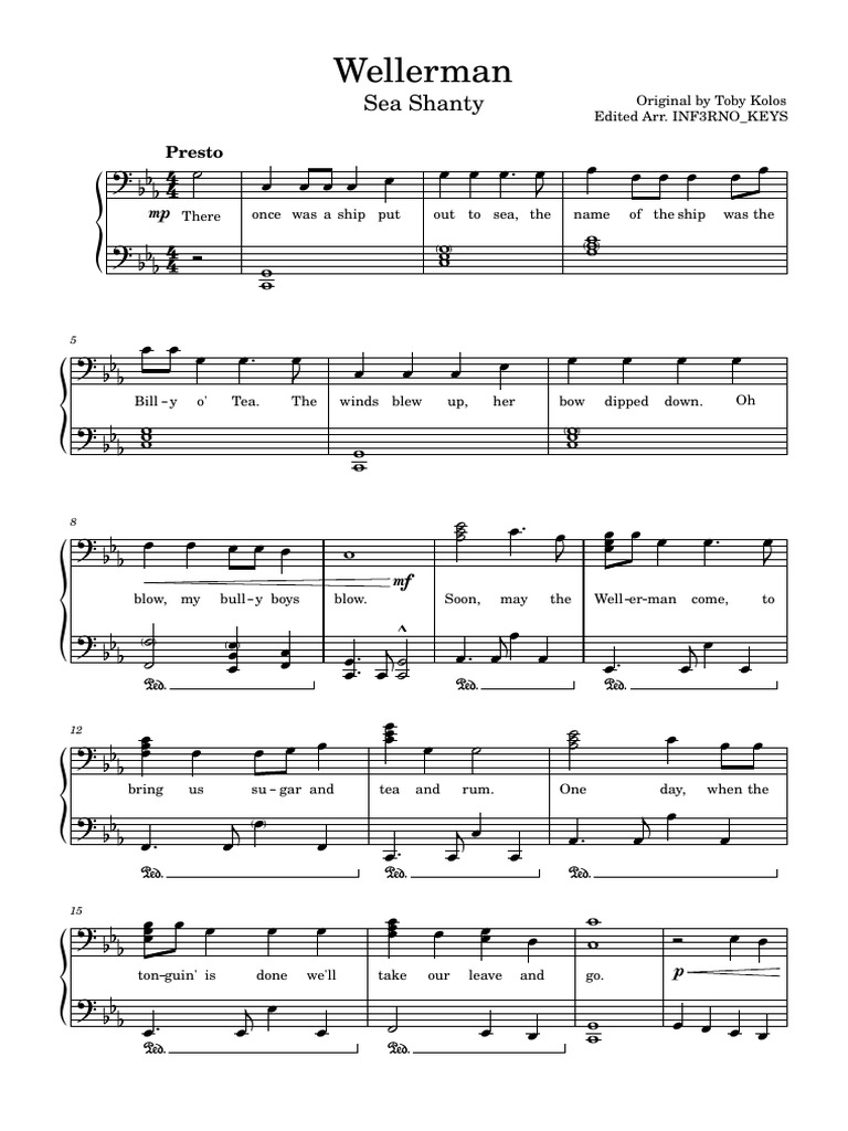 Wellerman Sea Shanty PIANO Arrangement | PDF