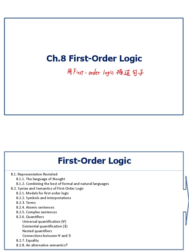 Ch.8 First-Order Logic: Firstorderlogic | PDF | First Order Logic | Interpretation (Logic)