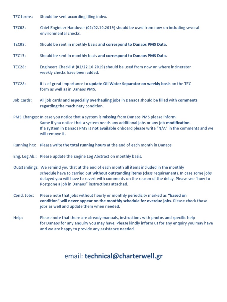 TEC Forms and Danaos Instructions | PDF