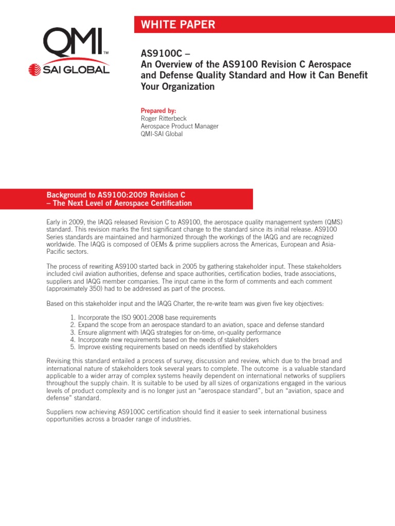 AS9100C WhitePaper | PDF | Quality Management System | Quality Management