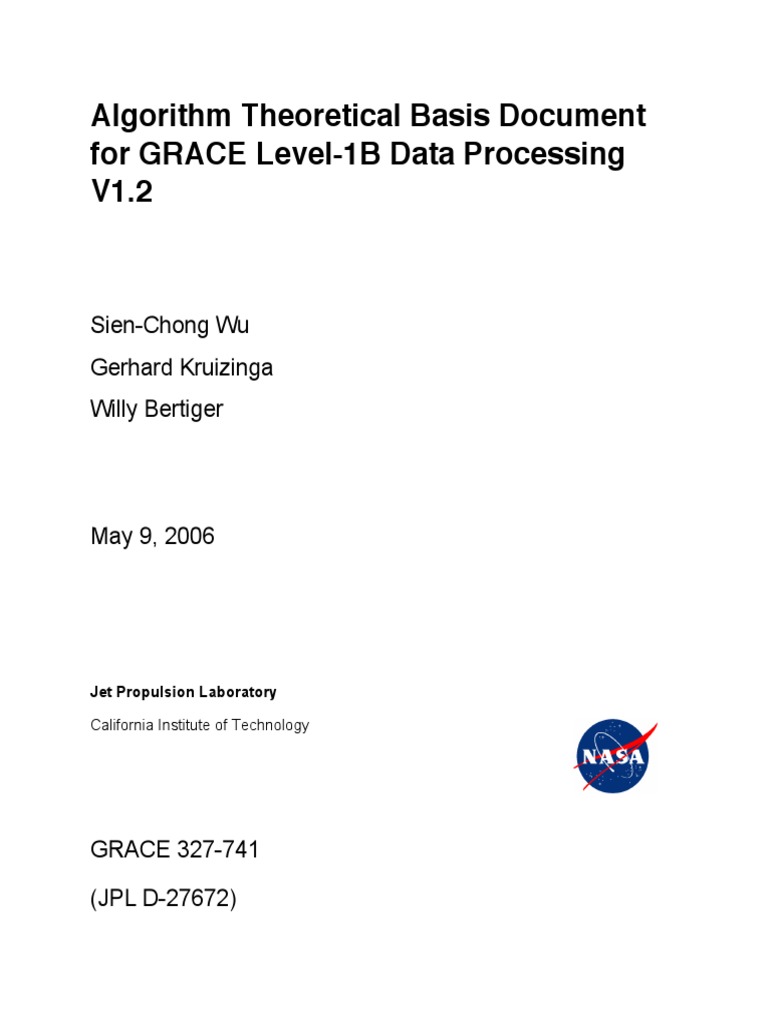 Algorithm Theoretical Basis Document For GRACE Level-1B Data Processing V1.2 | PDF | Attitude ...