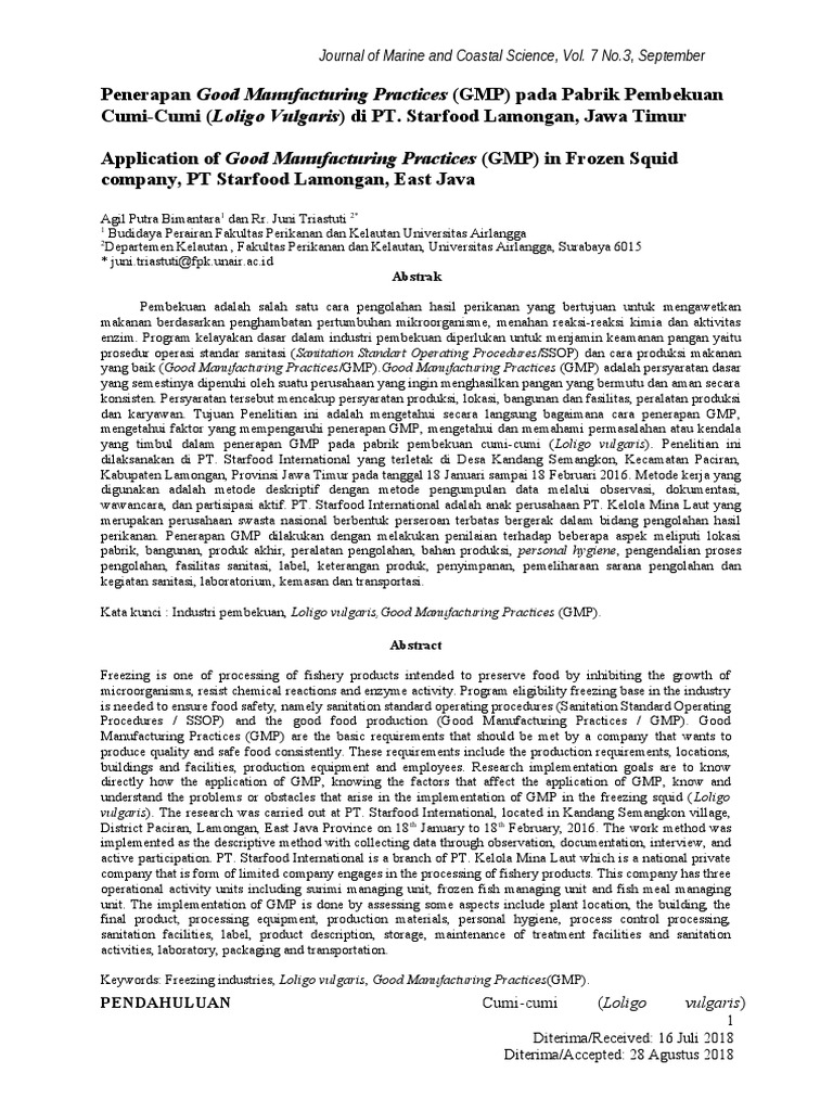 Contoh Jurnal Penerapan GMP-dikonversi | PDF