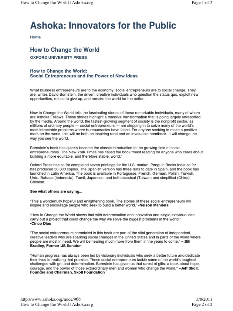 Social Entrepreneurs: Change Makers | PDF | Social Entrepreneurship ...