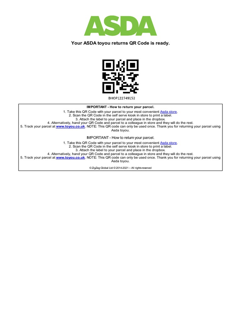 Your ASDA Toyou Returns QR Code Is Ready.: IMPORTANT - How To Return ...