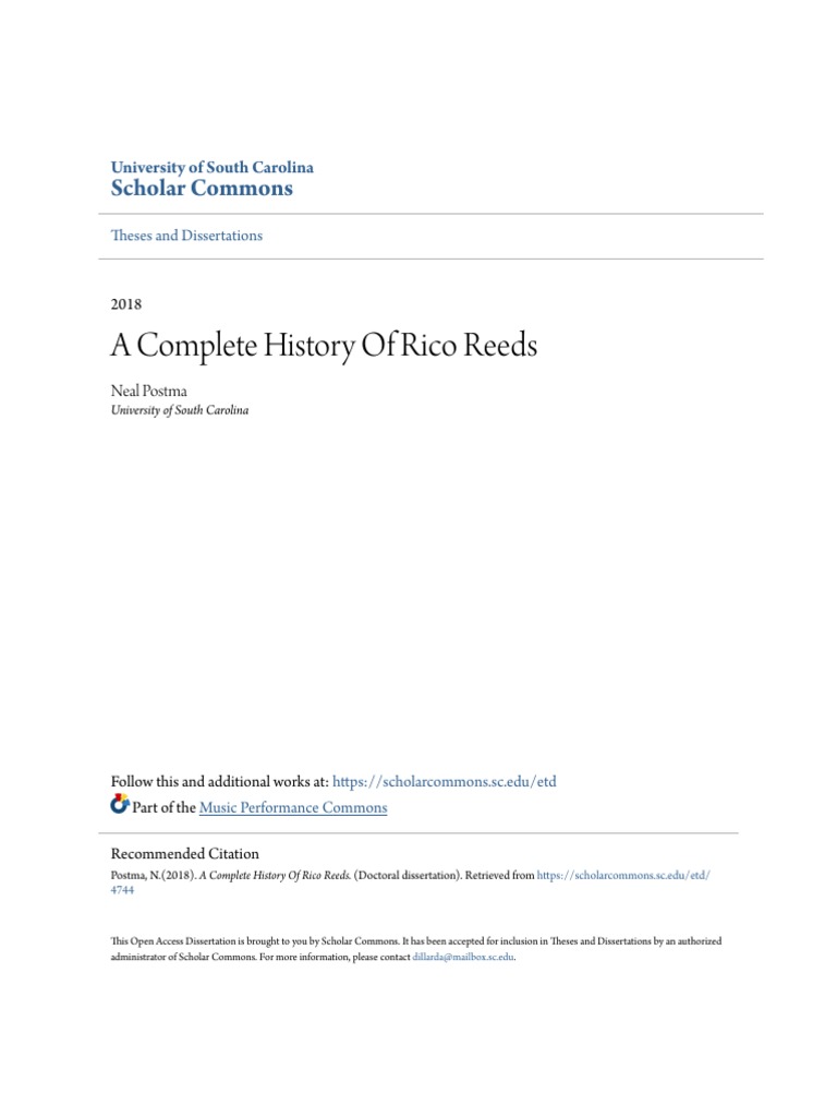 A Complete History of Rico Reeds | PDF | Saxophone | Music Industry