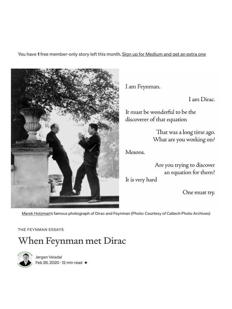 Feynman and Dirac's Historic Meetings | PDF | Richard Feynman | Quantum ...