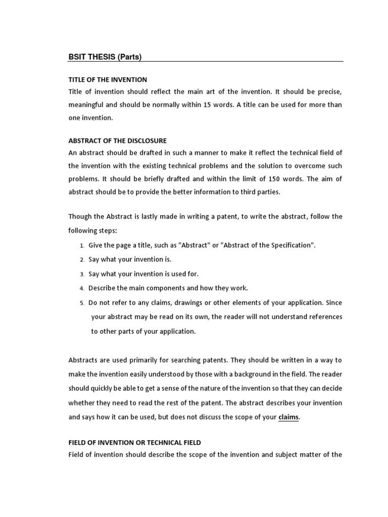 Bsit Thesis Parts Sample | PDF | Patent Claim | Invention