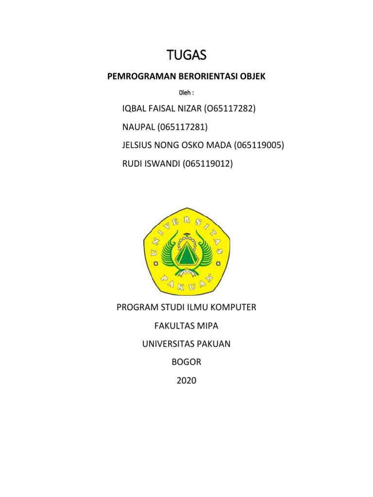 Tugas Pemrograman Berorientasi Objek | PDF