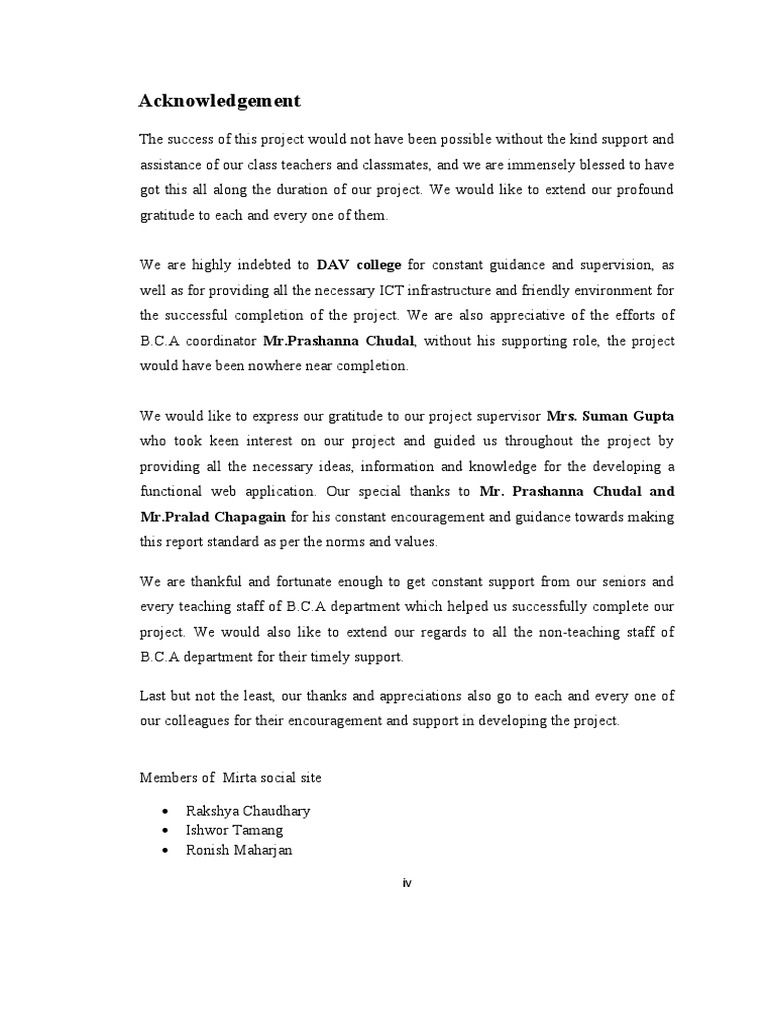 BCA Project Acknowledgements | PDF | Software Development Process | Bootstrap (Front End Framework)