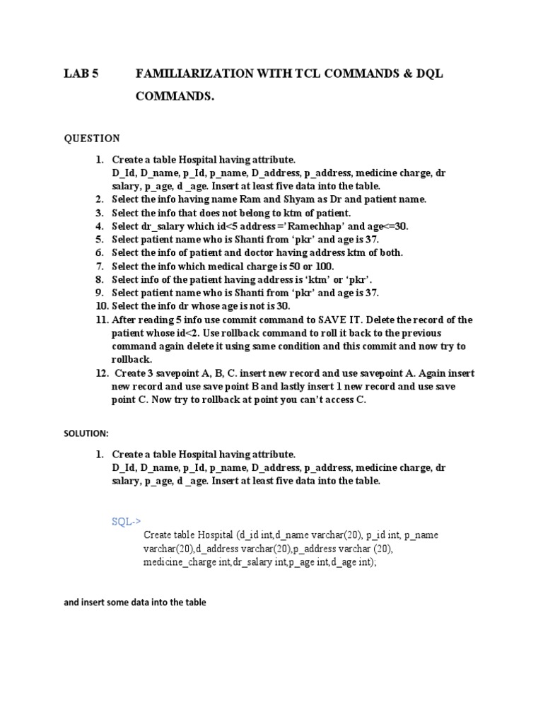 TCL LAB | PDF | Information Technology | Computer Programming