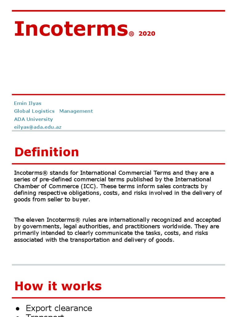 Incoterms | PDF | Trade | Supply Chain Management