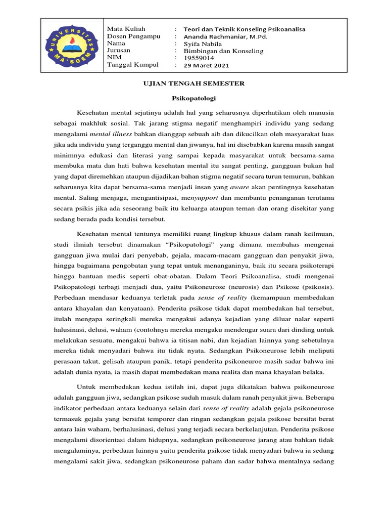 Psikopatologi Syifa Nabila | PDF