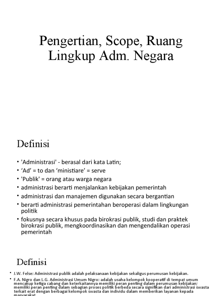 Pengertian, Scope, Ruang Lingkup Adm | PDF
