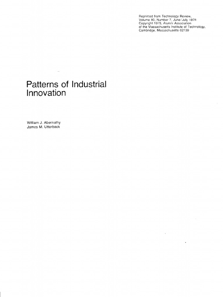 Abernathy, Utterback. Patterns of Industrial Innovation | PDF