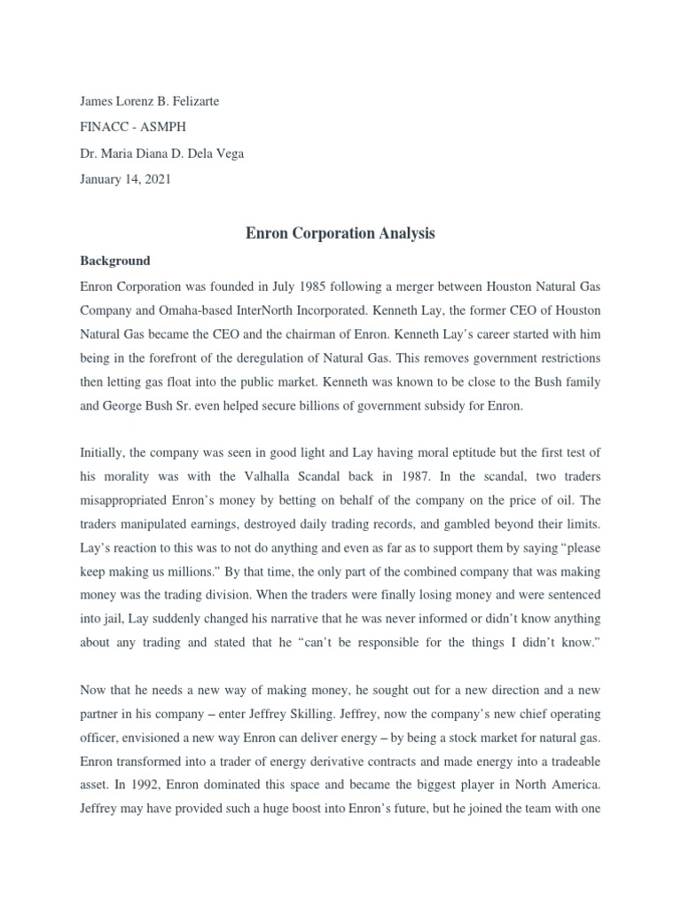 Enron Company Reaction Paper | PDF | Enron | Companies