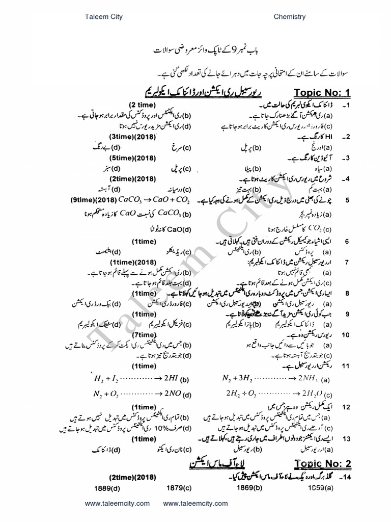 Taleem City Chemistry Resources | PDF