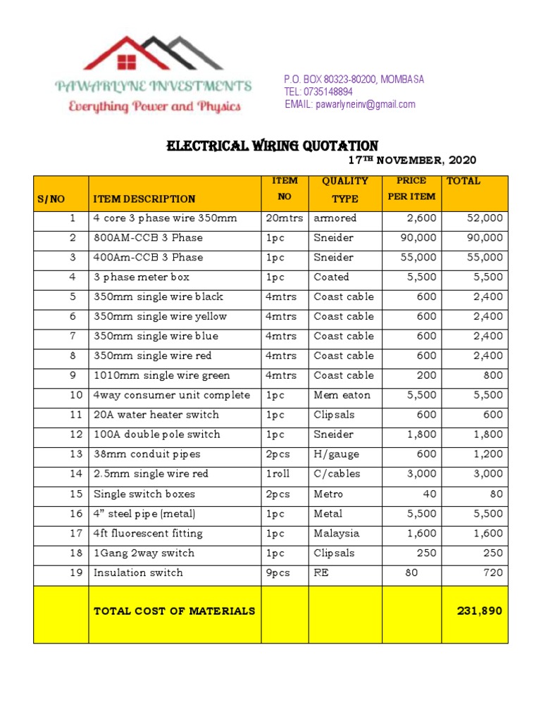 Transformer Wiring Quote | PDF | Electrical Wiring | Wire