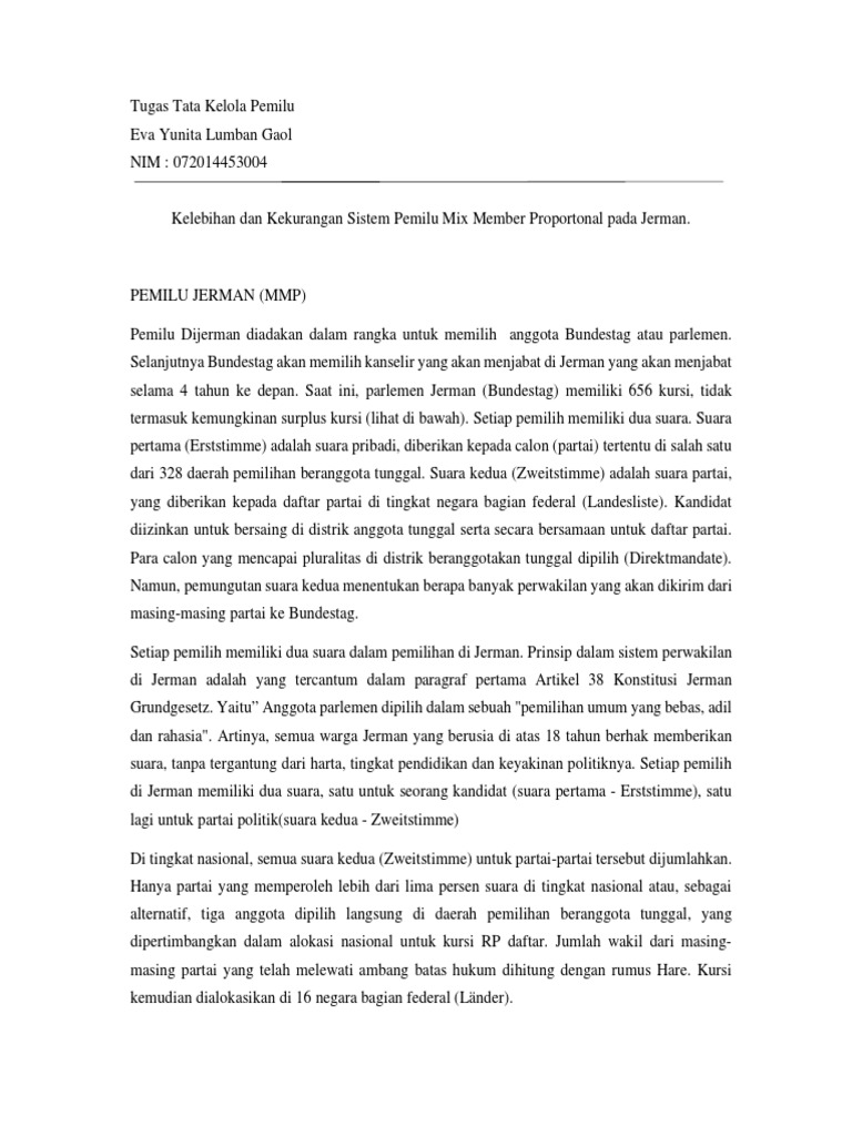 Sistem Pemilu Jerman. (MMP) | PDF | Politik | Hukum