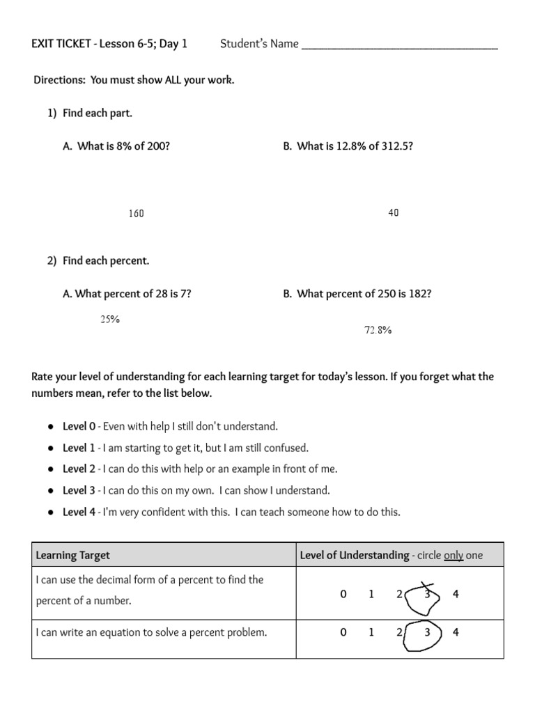 Aiden Steltzer - EXIT TICKET - Lesson 6-5 Day 1j | PDF