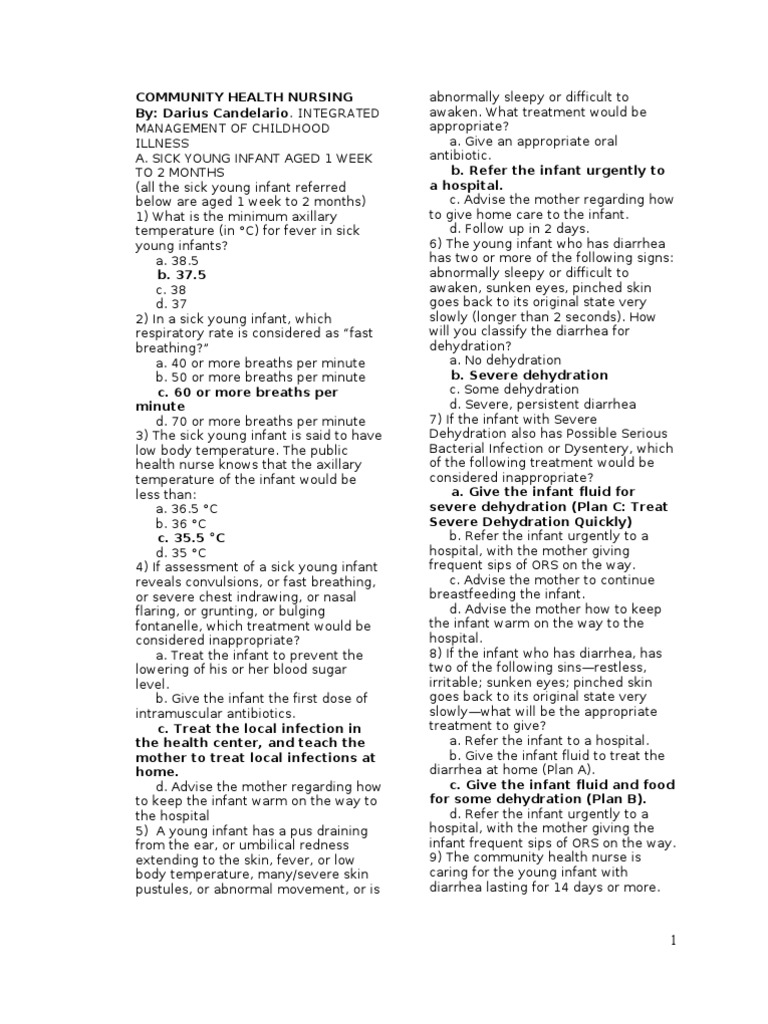 IMCI Answer | PDF | Diarrhea | Measles