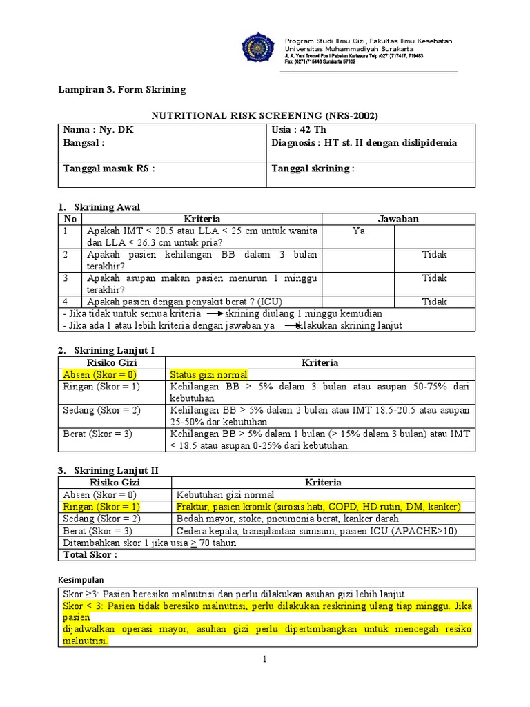 NCP Dan Skrining (Kasus 2 Hipertensi) - FItrah Khoirun Nisa - J310201198 | PDF