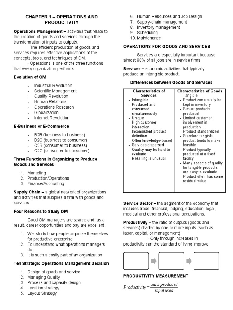 Operations Management - Reviewer | PDF | Forecasting | Strategic Management