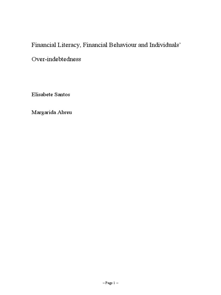 WP FinancialLiteracy Financial Behaviour and Over-Indebtedness FINAL 2 ...