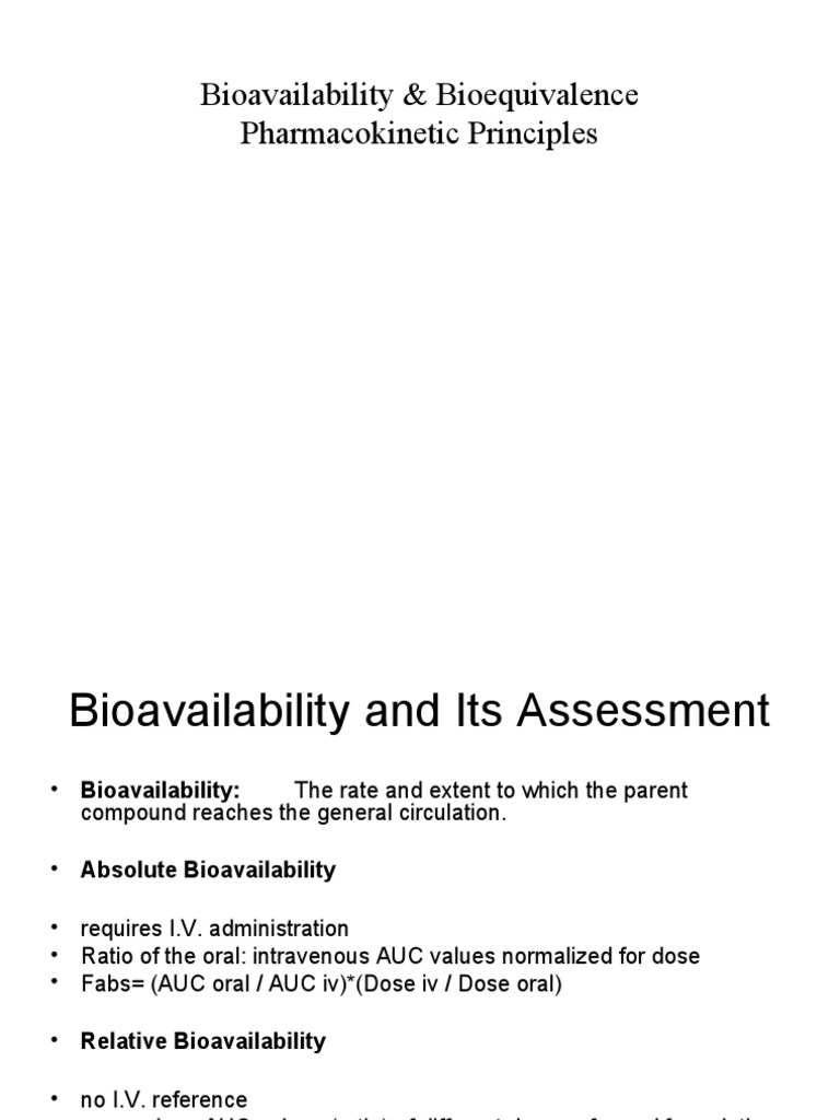 Bioavailability | PDF | Bioavailability | Pharmacology