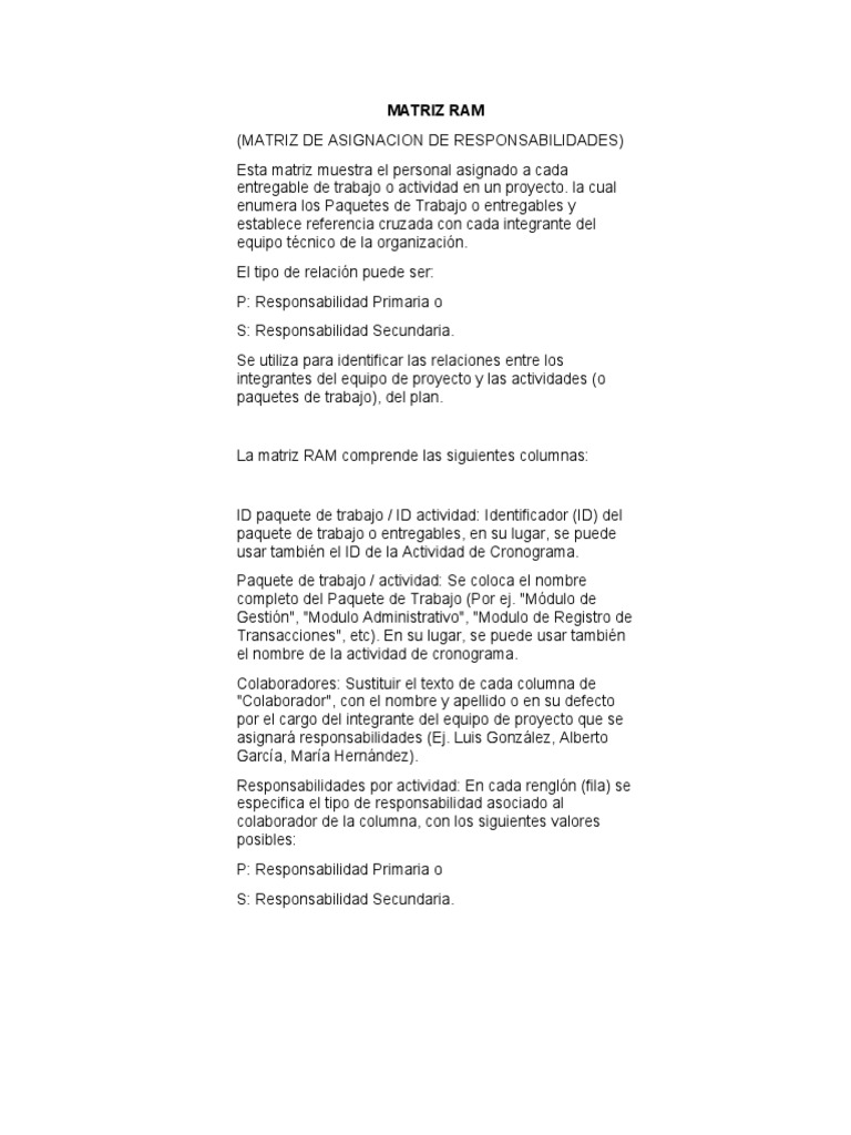 Matriz Ram | PDF | Presupuesto | Matriz (Matemáticas)